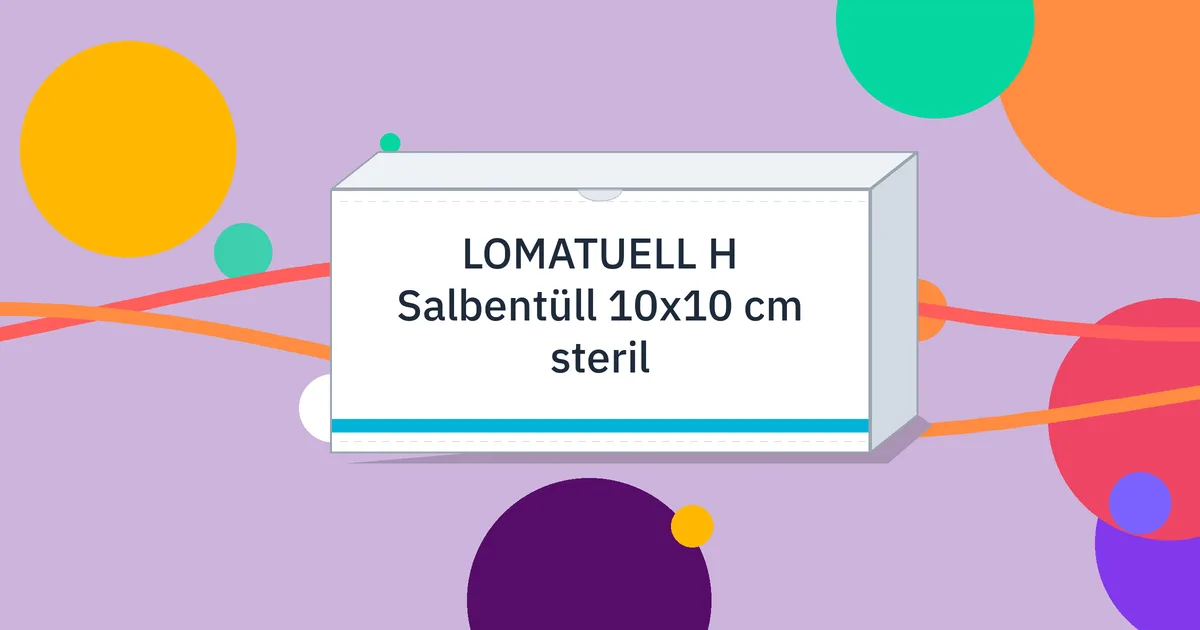 Symbolbild: Packung mit der Aufschrift LOMATUELL H Salbentüll 10x10 cm steril (PZN 15660222) – Verfügbarkeit und Bezug in Apotheken in Frankfurt am Main