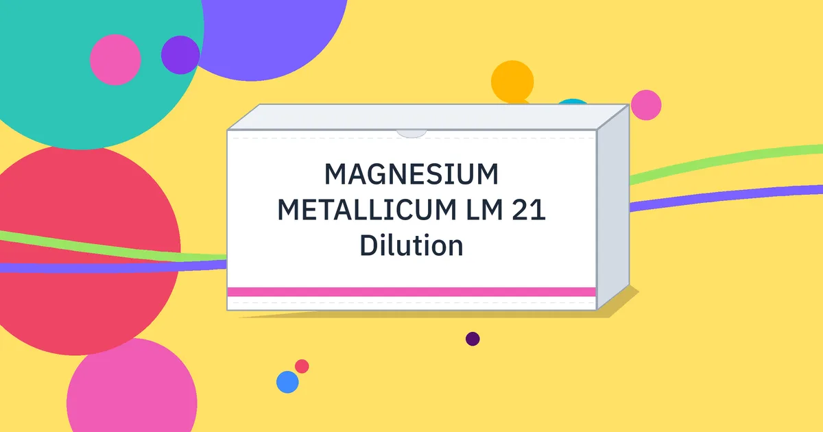 Symbolbild: Packung mit der Aufschrift MAGNESIUM METALLICUM LM 21 Dilution (PZN 12938504) – Verfügbarkeit und Bezug in Apotheken in Frankfurt am Main