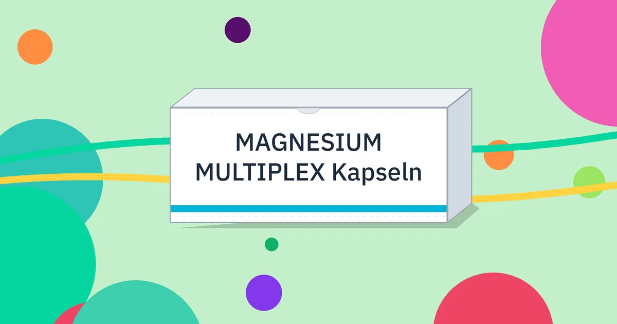 Symbolbild: Packung mit der Aufschrift MAGNESIUM MULTIPLEX Kapseln (PZN 20393556) – Verfügbarkeit und Bezug in Apotheken in Frankfurt am Main