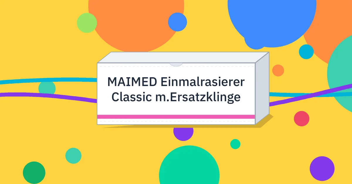 Symbolbild: Packung mit der Aufschrift MAIMED Einmalrasierer Classic m.Ersatzklinge (PZN 09246530) – Verfügbarkeit und Bezug in Apotheken in Frankfurt am Main