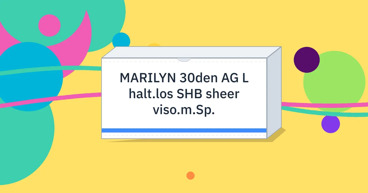 Symbolbild: Packung mit der Aufschrift MARILYN 30den AG L halt.los SHB sheer viso.m.Sp. (PZN 16186461) – Verfügbarkeit und Bezug in Apotheken in Frankfurt am Main