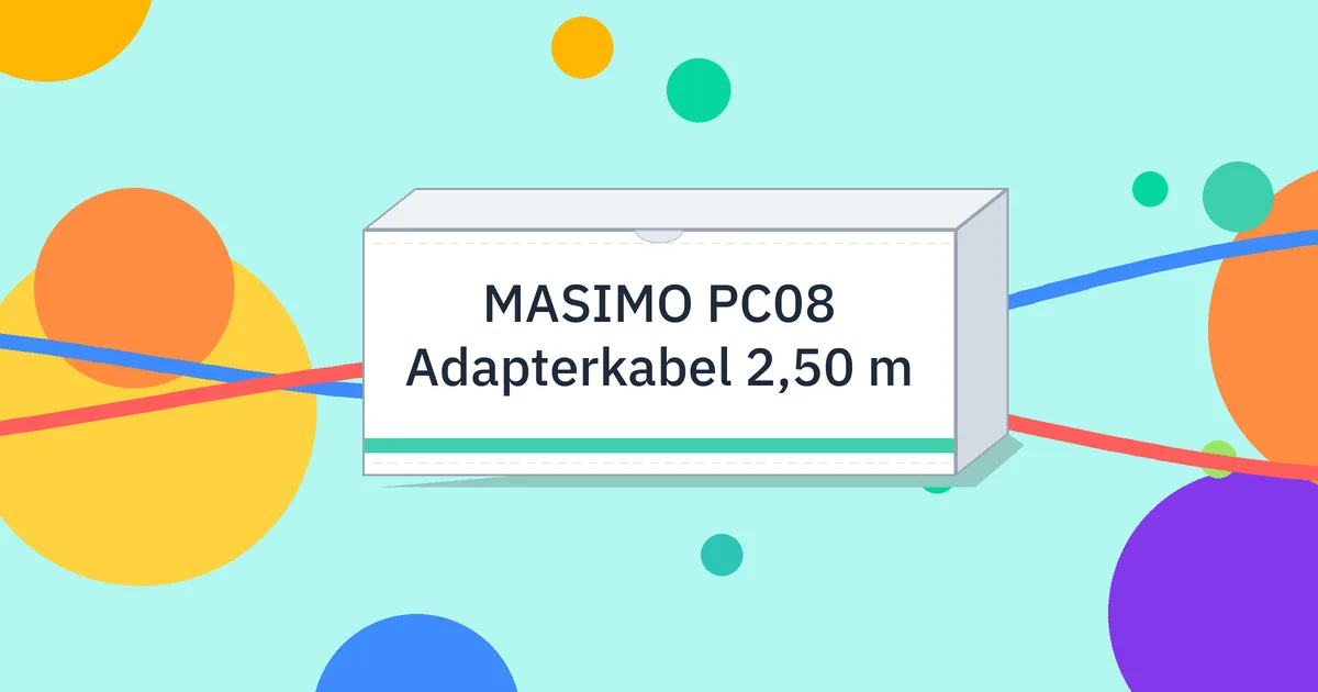 Symbolbild: Packung mit der Aufschrift MASIMO PC08 Adapterkabel 2,50 m (PZN 02931748) – Verfügbarkeit und Bezug in Apotheken in Frankfurt am Main