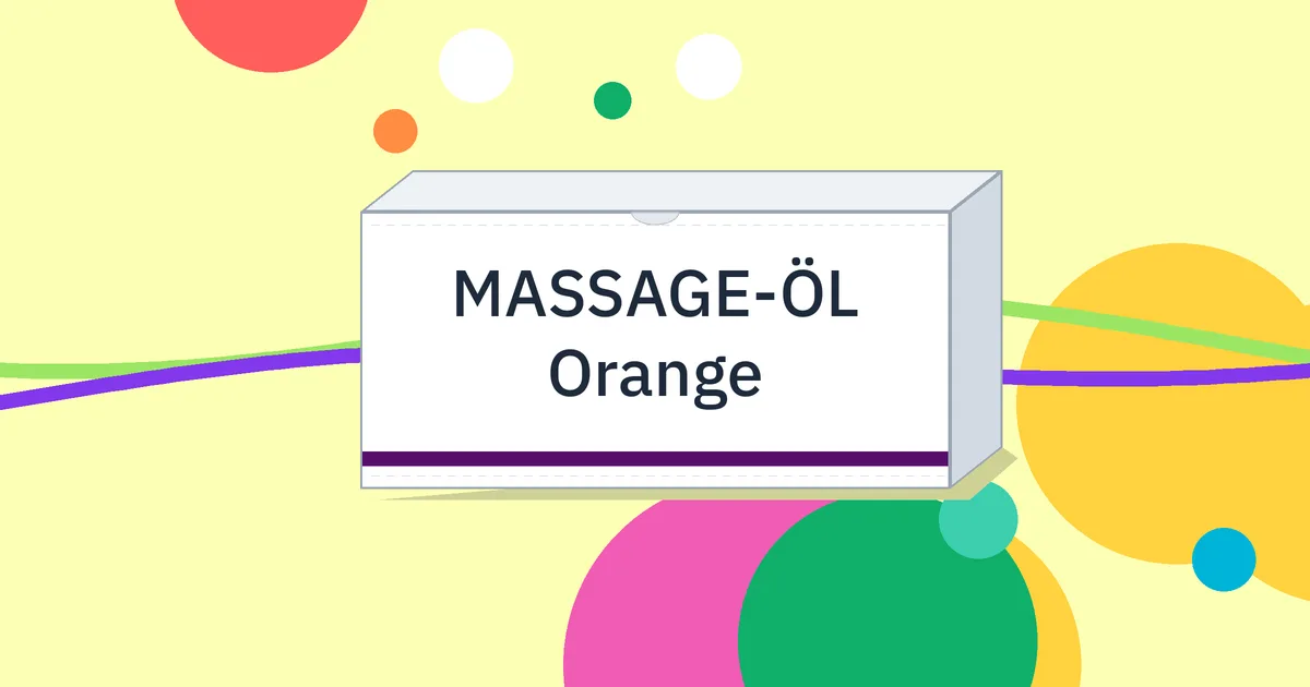 Symbolbild: Packung mit der Aufschrift MASSAGE-ÖL Orange (PZN 04979771) – Verfügbarkeit und Bezug in Apotheken in Frankfurt am Main