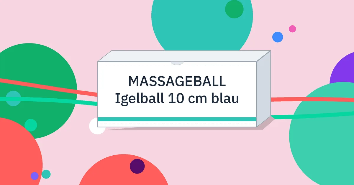 Symbolbild: Packung mit der Aufschrift MASSAGEBALL Igelball 10 cm blau (PZN 02738520) – Verfügbarkeit und Bezug in Apotheken in Frankfurt am Main