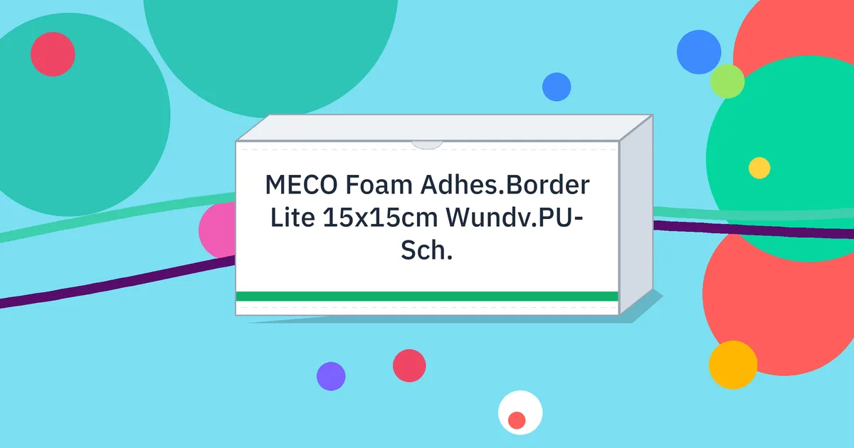 Symbolbild: Packung mit der Aufschrift MECO Foam Adhes.Border Lite 15x15cm Wundv.PU-Sch. (PZN 20090488) – Verfügbarkeit und Bezug in Apotheken in Frankfurt am Main