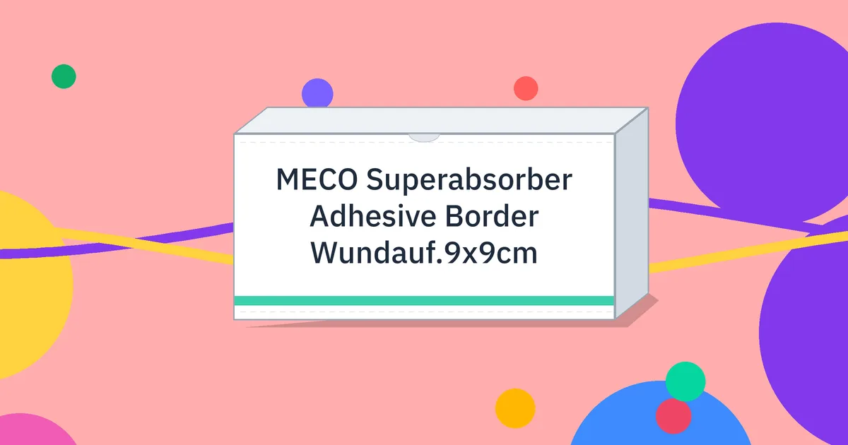 Symbolbild: Packung mit der Aufschrift MECO Superabsorber Adhesive Border Wundauf.9x9cm (PZN 20090844) – Verfügbarkeit und Bezug in Apotheken in Frankfurt am Main