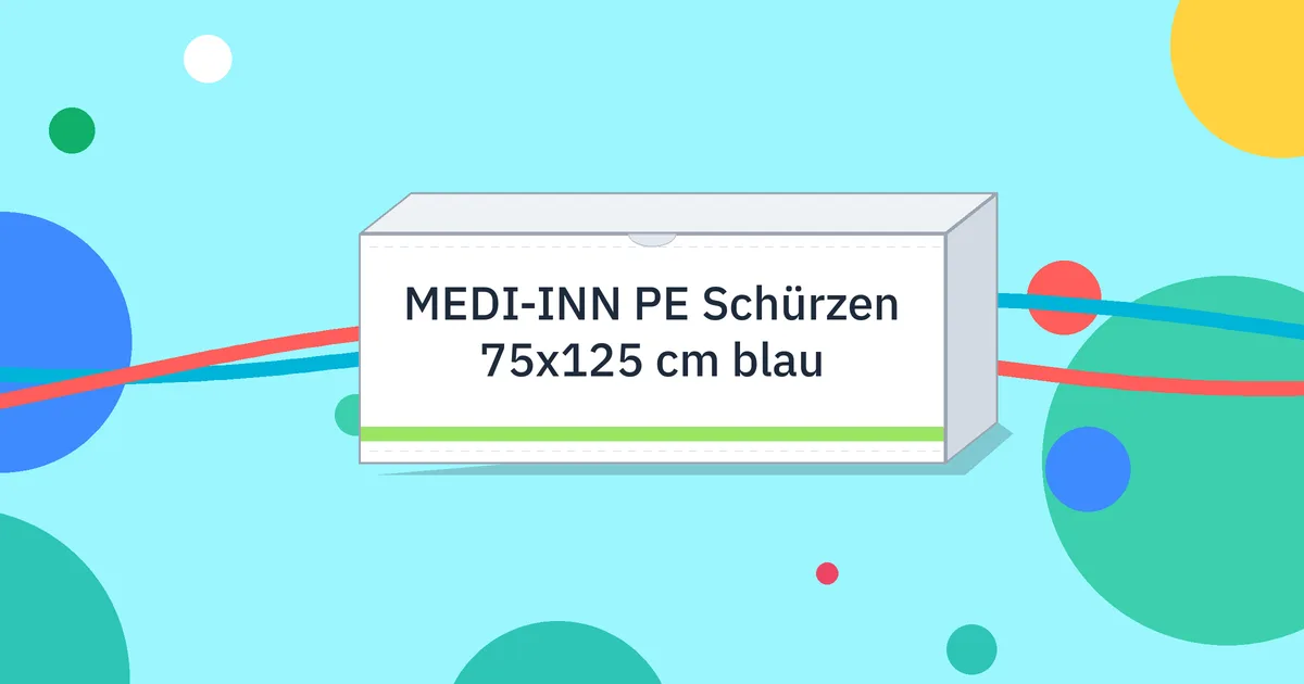 Symbolbild: Packung mit der Aufschrift MEDI-INN PE Schürzen 75x125 cm blau (PZN 10333056) – Verfügbarkeit und Bezug in Apotheken in Frankfurt am Main