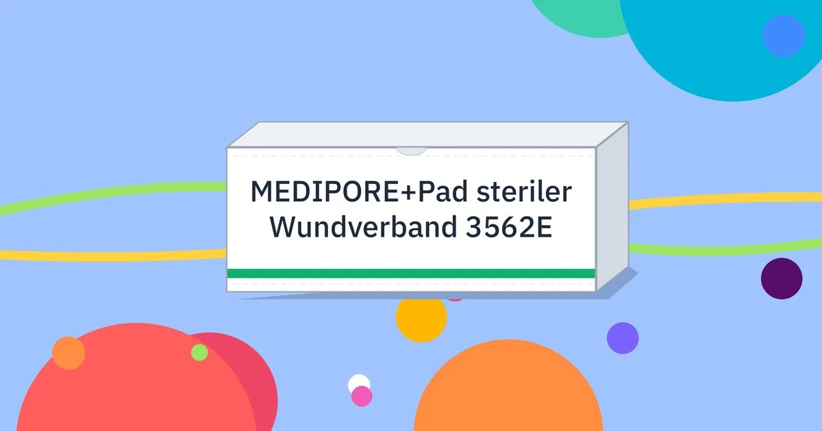 Symbolbild: Packung mit der Aufschrift MEDIPORE+Pad steriler Wundverband 3562E (PZN 01681143) – Verfügbarkeit und Bezug in Apotheken in Frankfurt am Main
