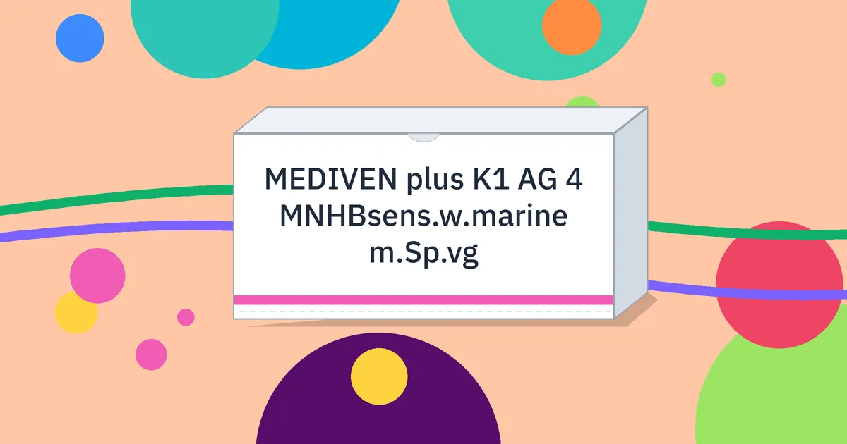Symbolbild: Packung mit der Aufschrift MEDIVEN plus K1 AG 4 MNHBsens.w.marine m.Sp.vg (PZN 15919246) – Verfügbarkeit und Bezug in Apotheken in Frankfurt am Main