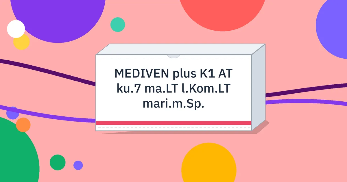 Symbolbild: Packung mit der Aufschrift MEDIVEN plus K1 AT ku.7 ma.LT l.Kom.LT mari.m.Sp. (PZN 15071342) – Verfügbarkeit und Bezug in Apotheken in Frankfurt am Main