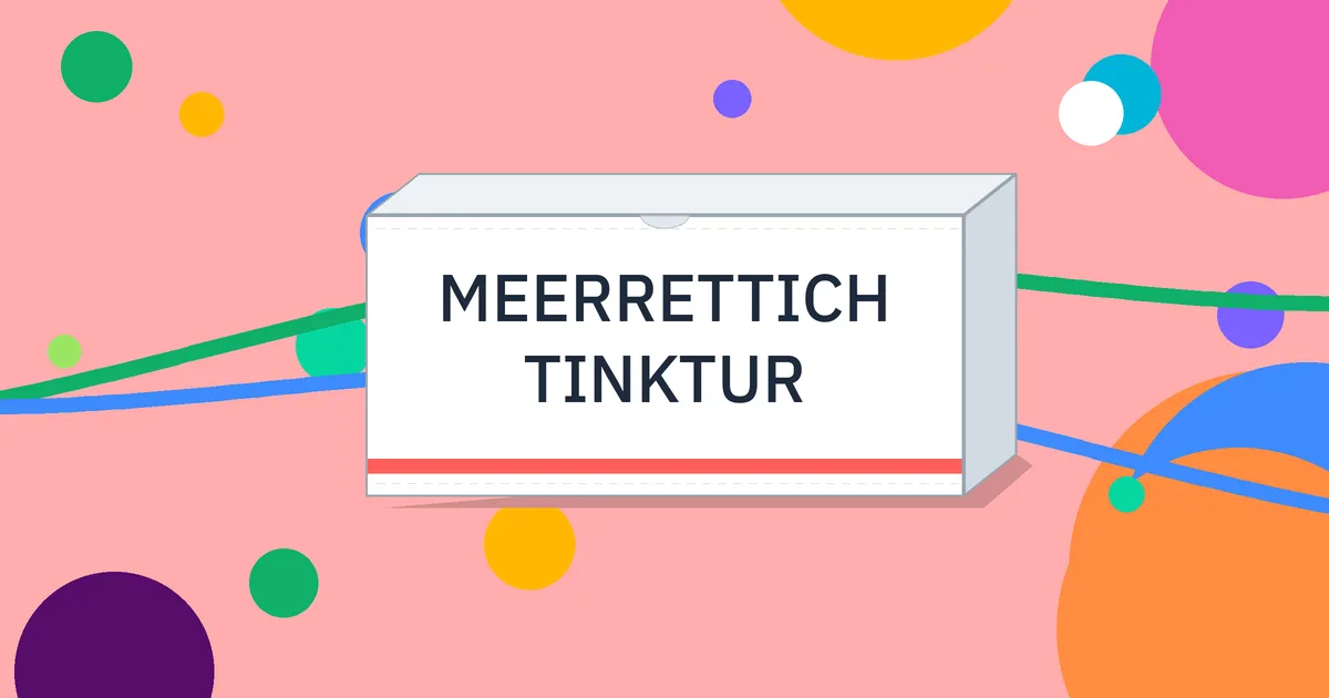 Symbolbild: Packung mit der Aufschrift MEERRETTICH TINKTUR (PZN 17187913) – Verfügbarkeit und Bezug in Apotheken in Frankfurt am Main