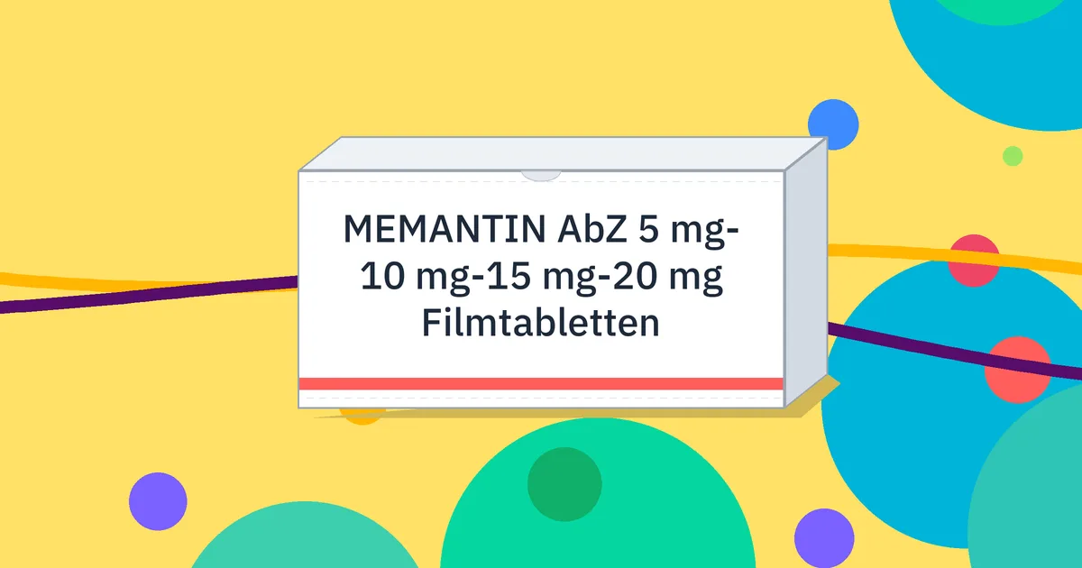 Symbolbild: Packung mit der Aufschrift MEMANTIN AbZ 5 mg-10 mg-15 mg-20 mg Filmtabletten (PZN 18851276) – Verfügbarkeit und Bezug in Apotheken in Frankfurt am Main