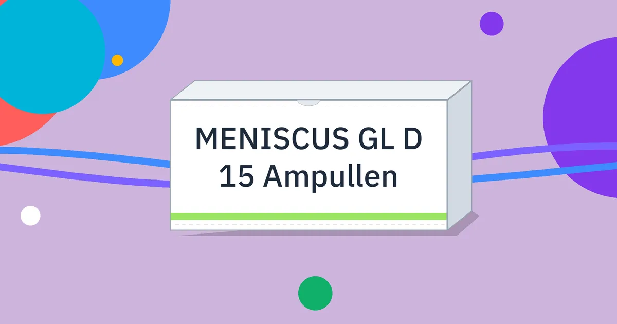 Symbolbild: Packung mit der Aufschrift MENISCUS GL D 15 Ampullen (PZN 02936533) – Verfügbarkeit und Bezug in Apotheken in Frankfurt am Main