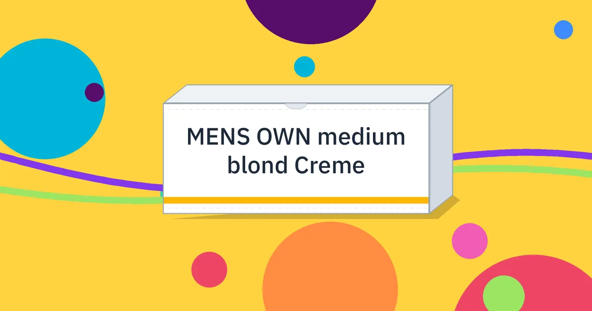 Symbolbild: Packung mit der Aufschrift MENS OWN medium blond Creme (PZN 00041045) – Verfügbarkeit und Bezug in Apotheken in Frankfurt am Main