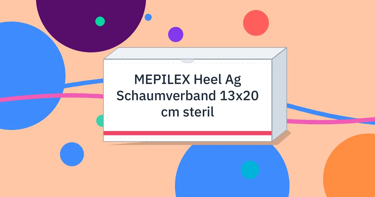 Symbolbild: Packung mit der Aufschrift MEPILEX Heel Ag Schaumverband 13x20 cm steril (PZN 10113047) – Verfügbarkeit und Bezug in Apotheken in Frankfurt am Main