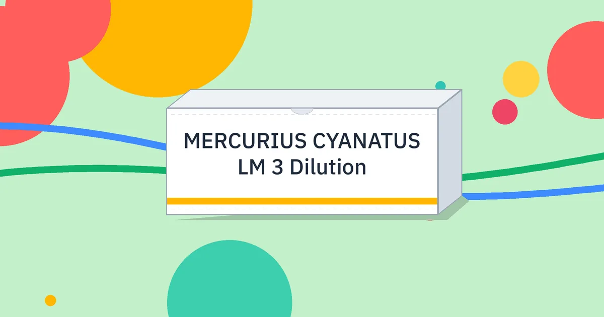 Symbolbild: Packung mit der Aufschrift MERCURIUS CYANATUS LM 3 Dilution (PZN 12950764) – Verfügbarkeit und Bezug in Apotheken in Frankfurt am Main