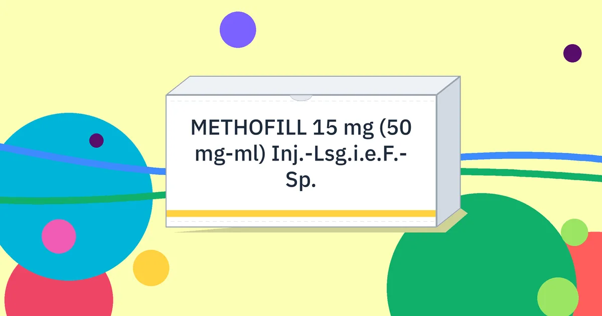Symbolbild: Packung mit der Aufschrift METHOFILL 15 mg (50 mg-ml) Inj.-Lsg.i.e.F.-Sp. (PZN 11695620) – Verfügbarkeit und Bezug in Apotheken in Frankfurt am Main