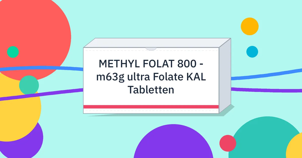 Symbolbild: Packung mit der Aufschrift METHYL FOLAT 800 -m63g ultra Folate KAL Tabletten (PZN 17214923) – Verfügbarkeit und Bezug in Apotheken in Frankfurt am Main