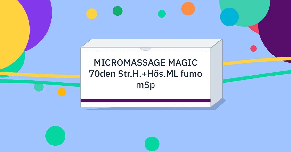 Symbolbild: Packung mit der Aufschrift MICROMASSAGE MAGIC 70den Str.H.+Hös.ML fumo mSp (PZN 00555689) – Verfügbarkeit und Bezug in Apotheken in Frankfurt am Main