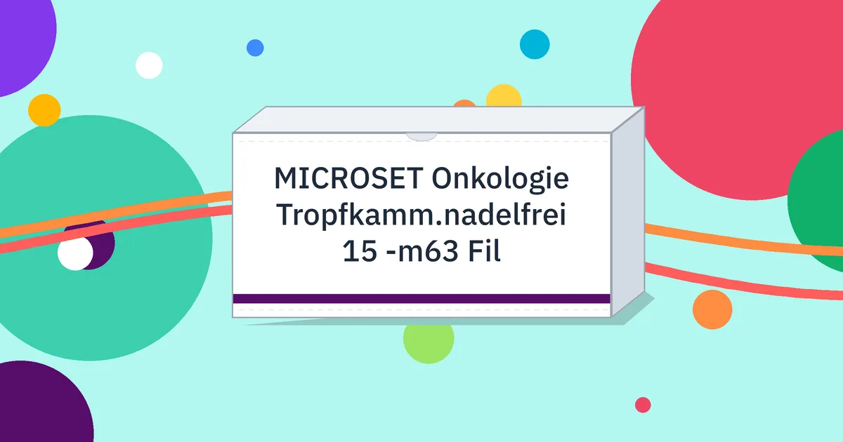 Symbolbild: Packung mit der Aufschrift MICROSET Onkologie Tropfkamm.nadelfrei 15 -m63 Fil (PZN 14373495) – Verfügbarkeit und Bezug in Apotheken in Frankfurt am Main