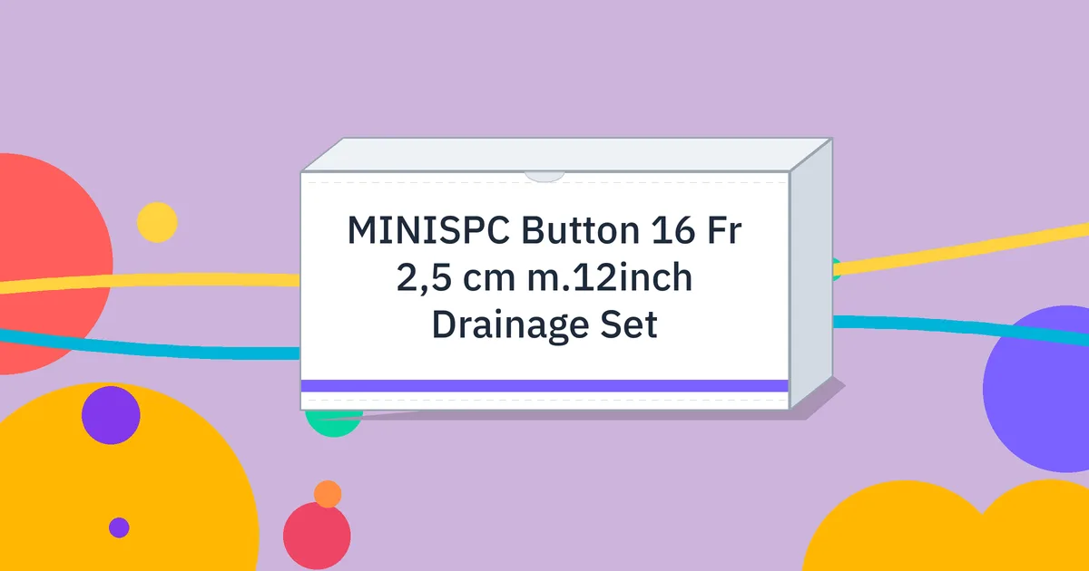 Symbolbild: Packung mit der Aufschrift MINISPC Button 16 Fr 2,5 cm m.12inch Drainage Set (PZN 20820840) – Verfügbarkeit und Bezug in Apotheken in Frankfurt am Main