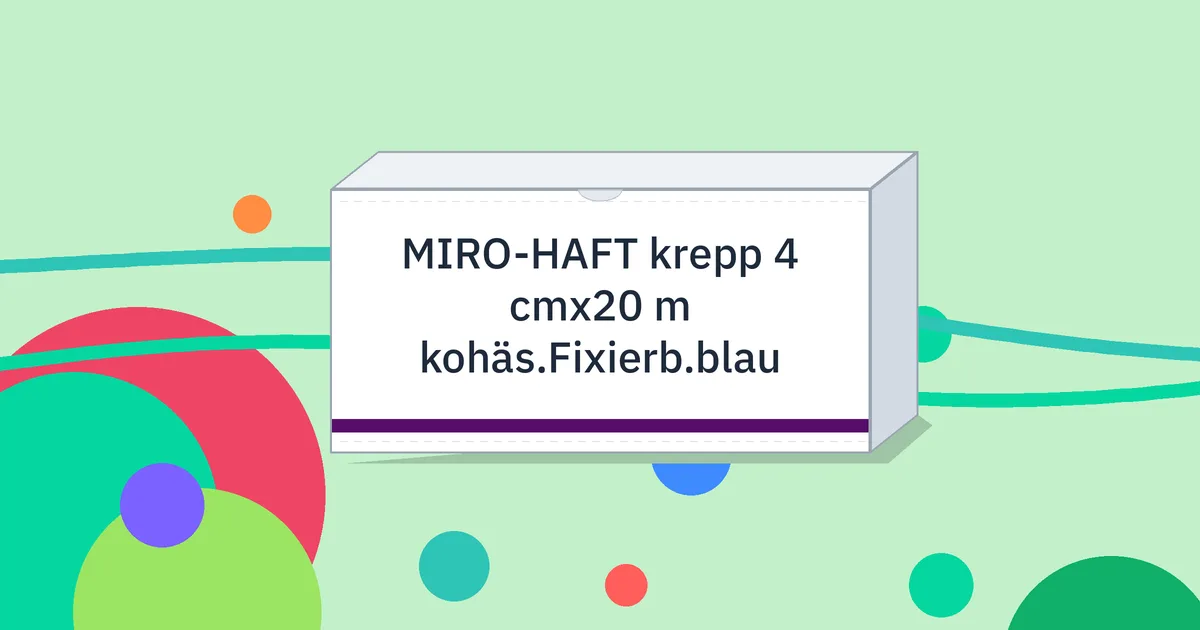 Symbolbild: Packung mit der Aufschrift MIRO-HAFT krepp 4 cmx20 m kohäs.Fixierb.blau (PZN 17756989) – Verfügbarkeit und Bezug in Apotheken in Frankfurt am Main