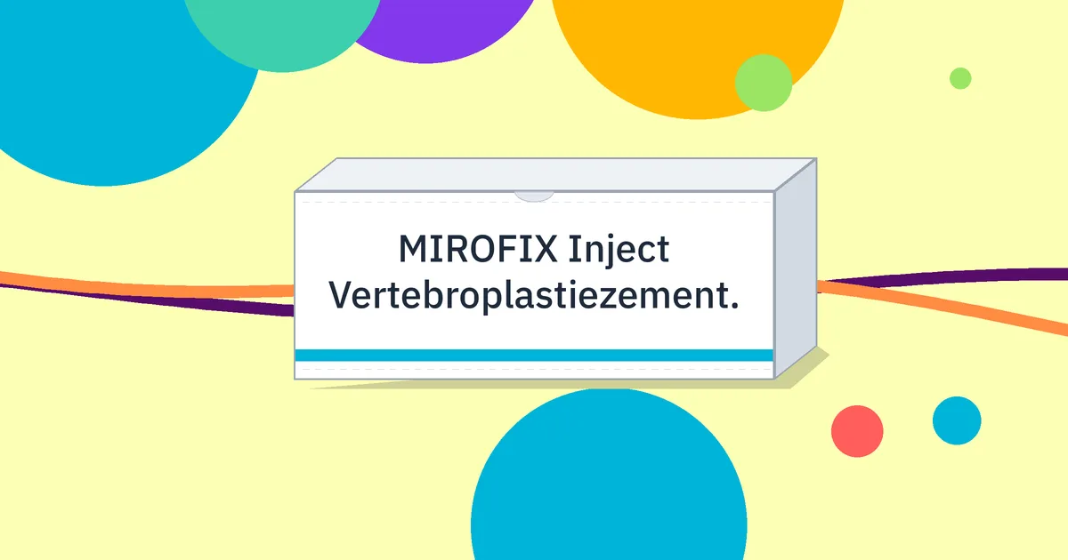 Symbolbild: Packung mit der Aufschrift MIROFIX Inject Vertebroplastiezement. (PZN 06059477) – Verfügbarkeit und Bezug in Apotheken in Frankfurt am Main