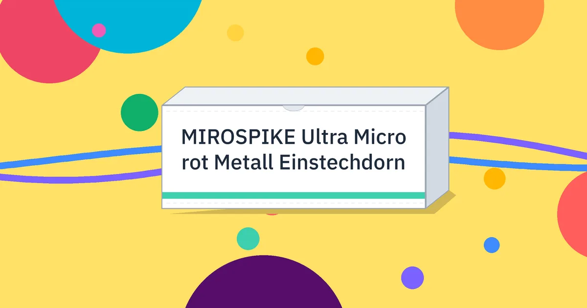 Symbolbild: Packung mit der Aufschrift MIROSPIKE Ultra Micro rot Metall Einstechdorn (PZN 02350678) – Verfügbarkeit und Bezug in Apotheken in Frankfurt am Main