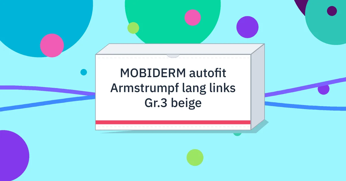 Symbolbild: Packung mit der Aufschrift MOBIDERM autofit Armstrumpf lang links Gr.3 beige (PZN 13969719) – Verfügbarkeit und Bezug in Apotheken in Frankfurt am Main