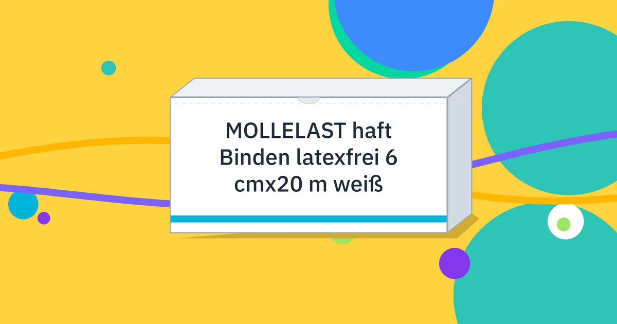 Symbolbild: Packung mit der Aufschrift MOLLELAST haft Binden latexfrei 6 cmx20 m weiß (PZN 15430611) – Verfügbarkeit und Bezug in Apotheken in Frankfurt am Main