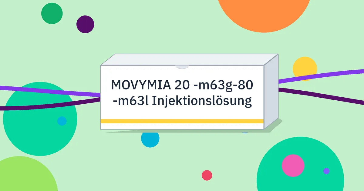 Symbolbild: Packung mit der Aufschrift MOVYMIA 20 -m63g-80 -m63l Injektionslösung (PZN 16319548) – Verfügbarkeit und Bezug in Apotheken in Frankfurt am Main