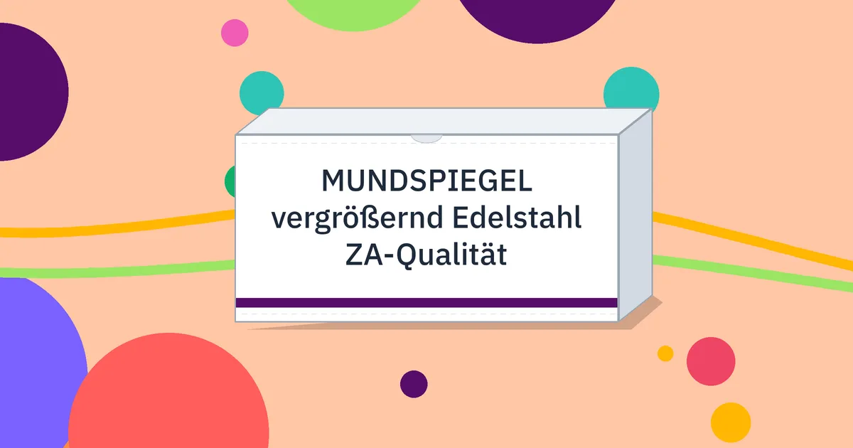 Symbolbild: Packung mit der Aufschrift MUNDSPIEGEL vergrößernd Edelstahl ZA-Qualität (PZN 06731822) – Verfügbarkeit und Bezug in Apotheken in Frankfurt am Main