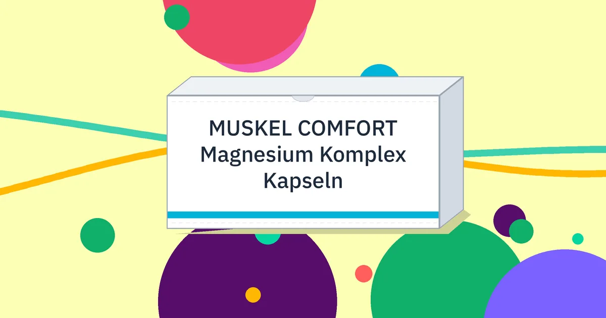 Symbolbild: Packung mit der Aufschrift MUSKEL COMFORT Magnesium Komplex Kapseln (PZN 17890423) – Verfügbarkeit und Bezug in Apotheken in Frankfurt am Main
