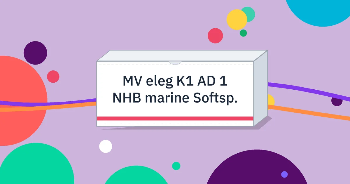 Symbolbild: Packung mit der Aufschrift MV eleg K1 AD 1 NHB marine Softsp. (PZN 15675442) – Verfügbarkeit und Bezug in Apotheken in Frankfurt am Main