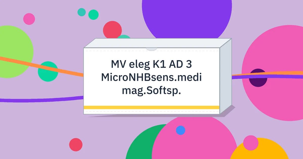 Symbolbild: Packung mit der Aufschrift MV eleg K1 AD 3 MicroNHBsens.medi mag.Softsp. (PZN 15669571) – Verfügbarkeit und Bezug in Apotheken in Frankfurt am Main