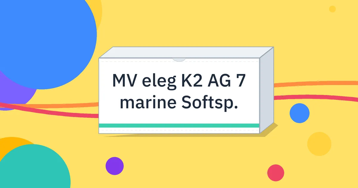 Symbolbild: Packung mit der Aufschrift MV eleg K2 AG 7 marine Softsp. (PZN 14612853) – Verfügbarkeit und Bezug in Apotheken in Frankfurt am Main