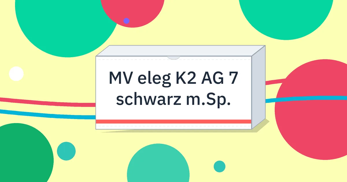 Symbolbild: Packung mit der Aufschrift MV eleg K2 AG 7 schwarz m.Sp. (PZN 00320093) – Verfügbarkeit und Bezug in Apotheken in Frankfurt am Main