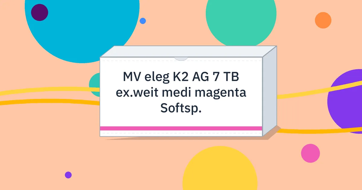 Symbolbild: Packung mit der Aufschrift MV eleg K2 AG 7 TB ex.weit medi magenta Softsp. (PZN 15283618) – Verfügbarkeit und Bezug in Apotheken in Frankfurt am Main