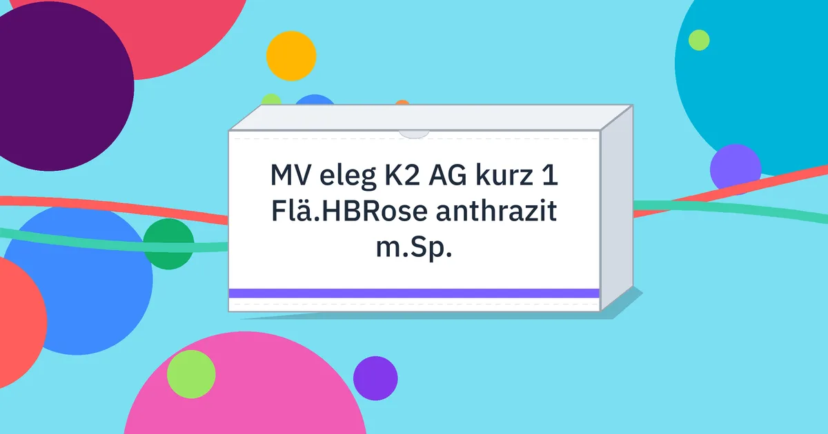 Symbolbild: Packung mit der Aufschrift MV eleg K2 AG kurz 1 Flä.HBRose anthrazit m.Sp. (PZN 15703492) – Verfügbarkeit und Bezug in Apotheken in Frankfurt am Main
