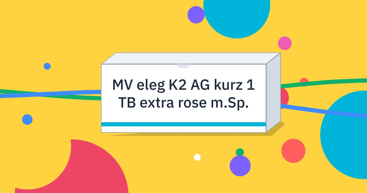 Symbolbild: Packung mit der Aufschrift MV eleg K2 AG kurz 1 TB extra rose m.Sp. (PZN 14696904) – Verfügbarkeit und Bezug in Apotheken in Frankfurt am Main