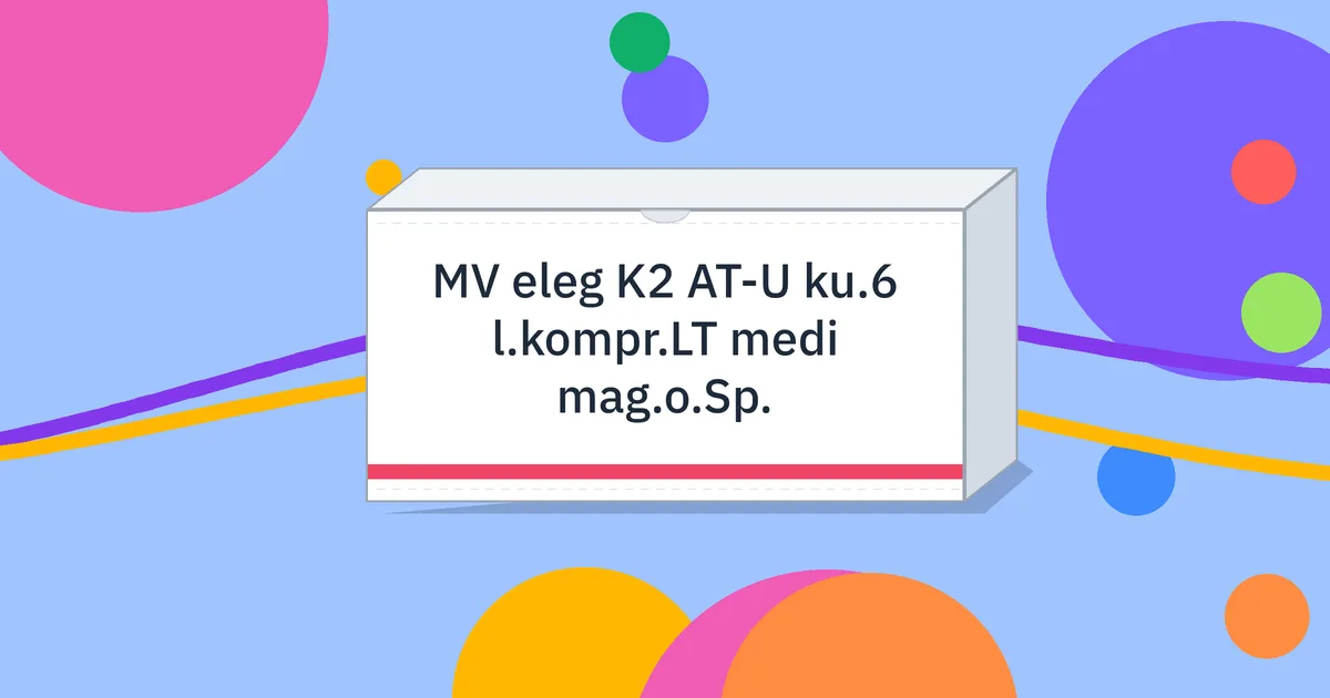 Symbolbild: Packung mit der Aufschrift MV eleg K2 AT-U ku.6 l.kompr.LT medi mag.o.Sp. (PZN 14627263) – Verfügbarkeit und Bezug in Apotheken in Frankfurt am Main