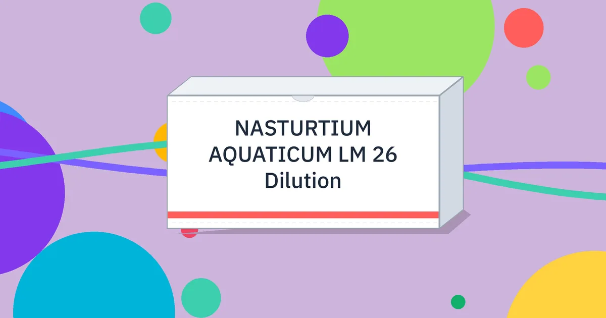Symbolbild: Packung mit der Aufschrift NASTURTIUM AQUATICUM LM 26 Dilution (PZN 13616487) – Verfügbarkeit und Bezug in Apotheken in Frankfurt am Main