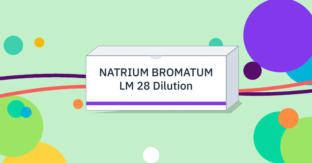 Symbolbild: Packung mit der Aufschrift NATRIUM BROMATUM LM 28 Dilution (PZN 12961408) – Verfügbarkeit und Bezug in Apotheken in Frankfurt am Main