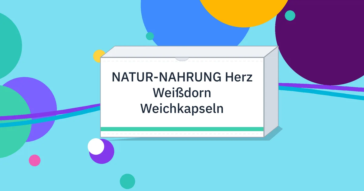 Symbolbild: Packung mit der Aufschrift NATUR-NAHRUNG Herz Weißdorn Weichkapseln (PZN 18295651) – Verfügbarkeit und Bezug in Apotheken in Frankfurt am Main