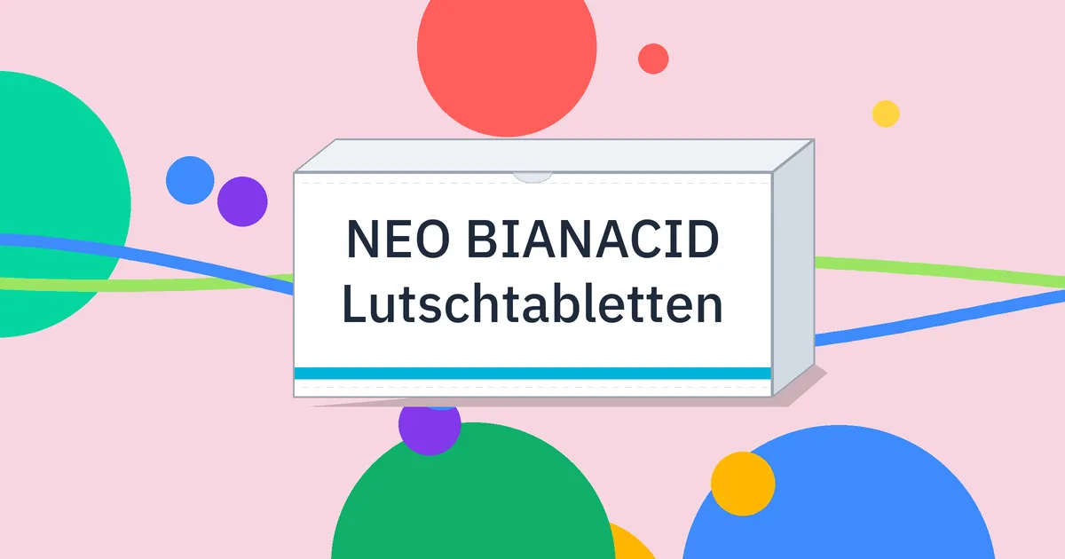 Symbolbild: Packung mit der Aufschrift NEO BIANACID Lutschtabletten (PZN 11173206) – Verfügbarkeit und Bezug in Apotheken in Frankfurt am Main