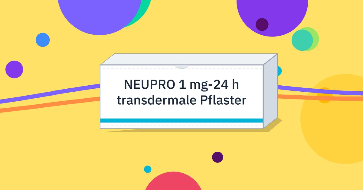 Symbolbild: Packung mit der Aufschrift NEUPRO 1 mg-24 h transdermale Pflaster (PZN 01699717) – Verfügbarkeit und Bezug in Apotheken in Frankfurt am Main