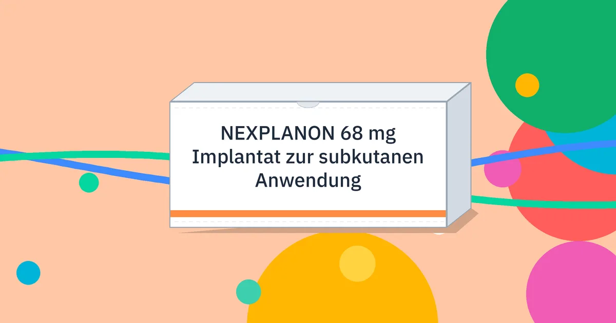 Symbolbild: Packung mit der Aufschrift NEXPLANON 68 mg Implantat zur subkutanen Anwendung (PZN 16336848) – Verfügbarkeit und Bezug in Apotheken in Frankfurt am Main