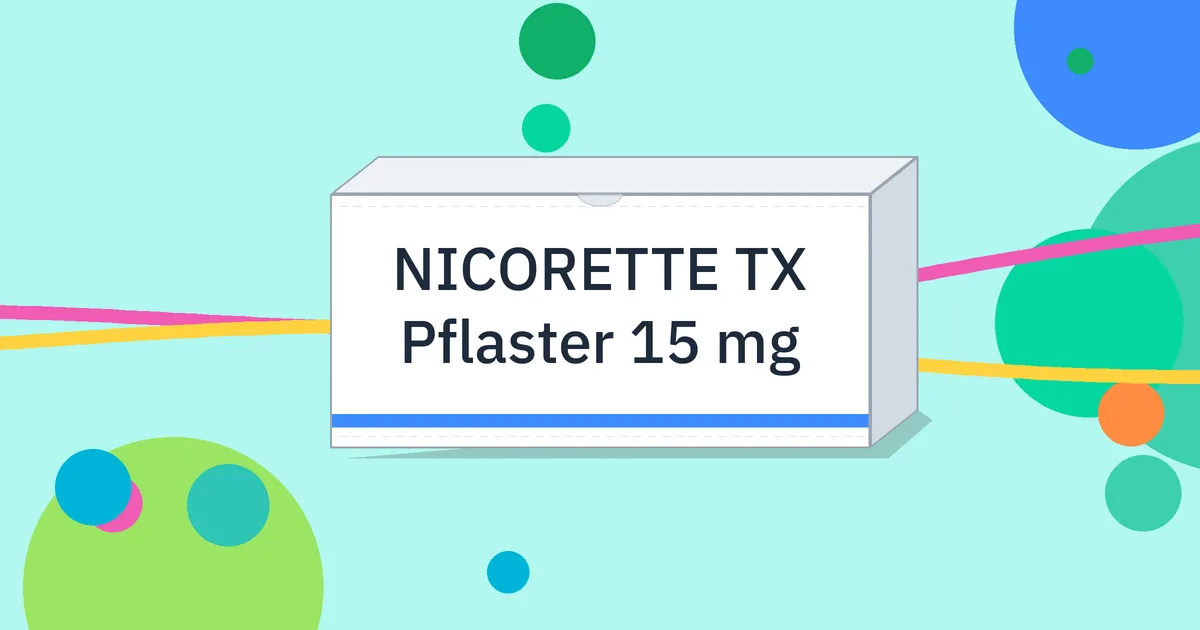 Symbolbild: Packung mit der Aufschrift NICORETTE TX Pflaster 15 mg (PZN 18777456) – Verfügbarkeit und Bezug in Apotheken in Frankfurt am Main