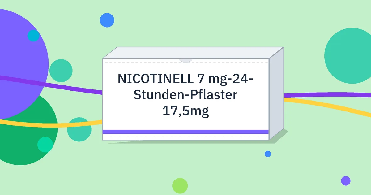 Symbolbild: Packung mit der Aufschrift NICOTINELL 7 mg-24-Stunden-Pflaster 17,5mg (PZN 00110065) – Verfügbarkeit und Bezug in Apotheken in Frankfurt am Main