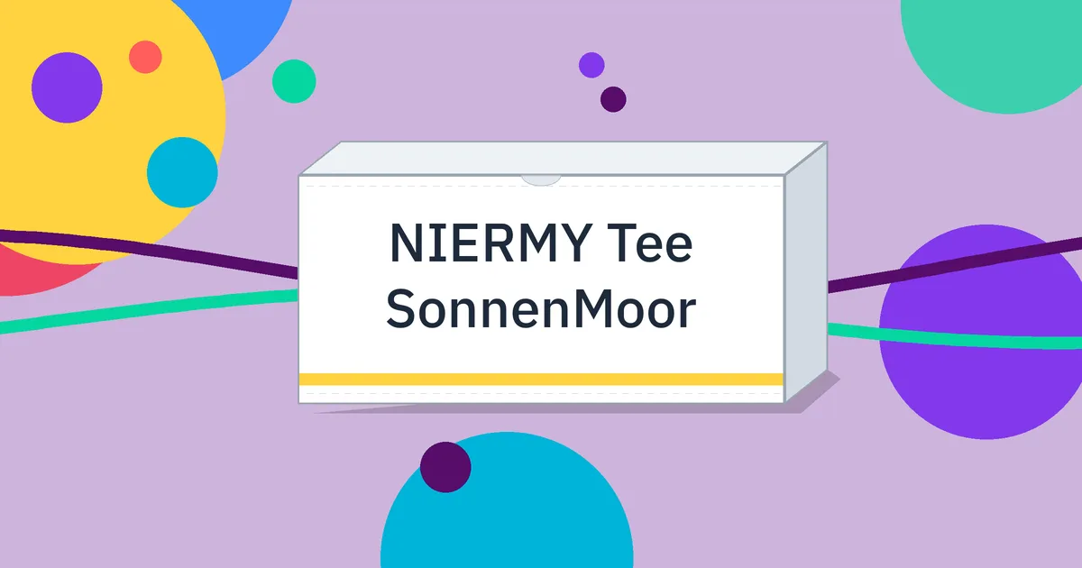 Symbolbild: Packung mit der Aufschrift NIERMY Tee SonnenMoor (PZN 16154403) – Verfügbarkeit und Bezug in Apotheken in Frankfurt am Main
